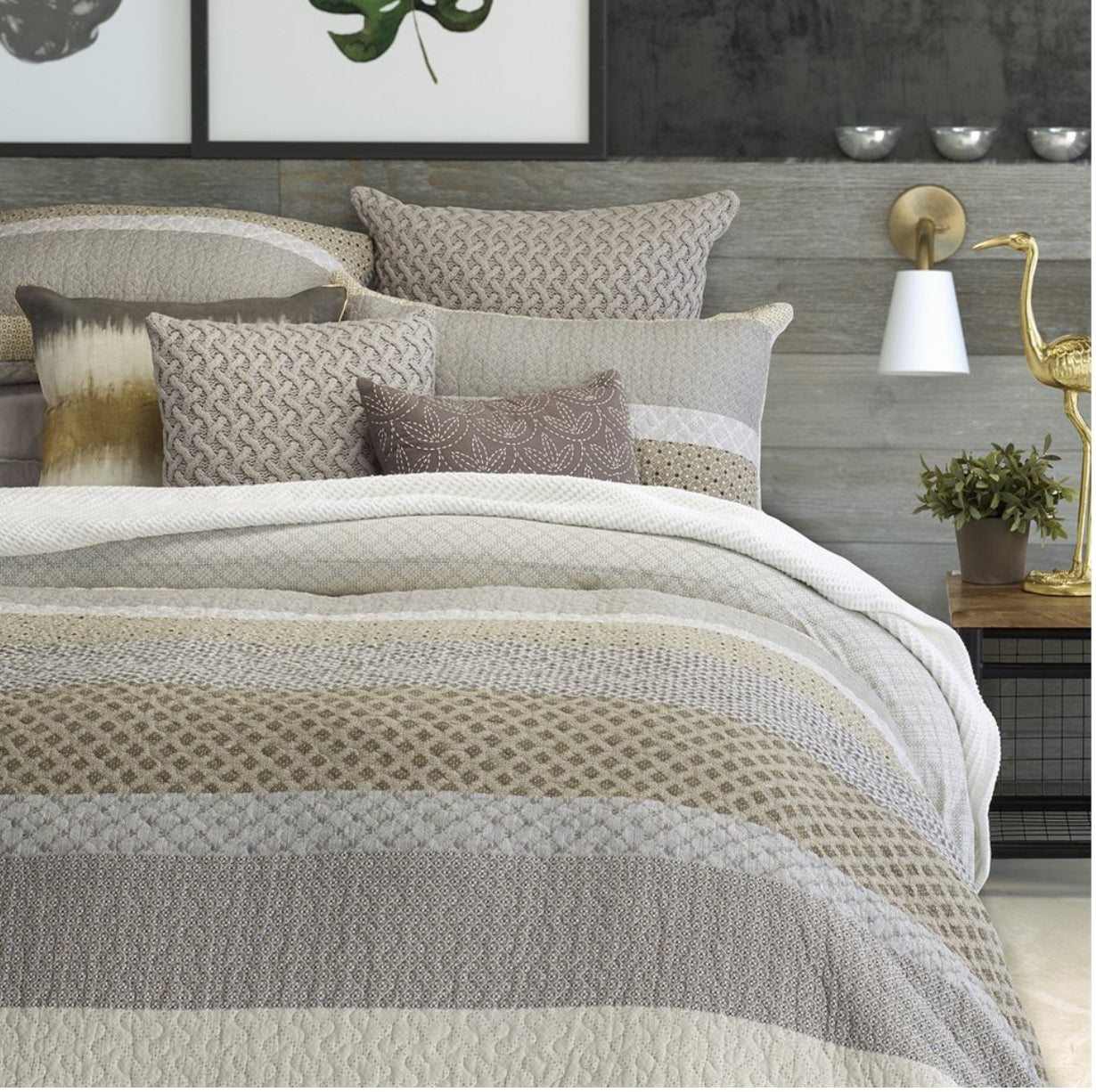 Ethan - Courtepointe moderne grise et taupe – Maison B